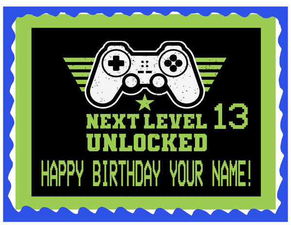 Video Game Edible cake topper, Gamer. Next Level unlocked! – Dgranitos